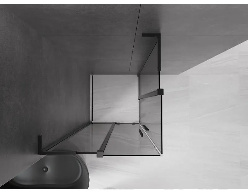 Mexen Velar L Duo, sprchový kout s posuvnými dveřmi 90 x 90 cm, 8mm šedé sklo, černá matná, 871-090-090-02-43-70