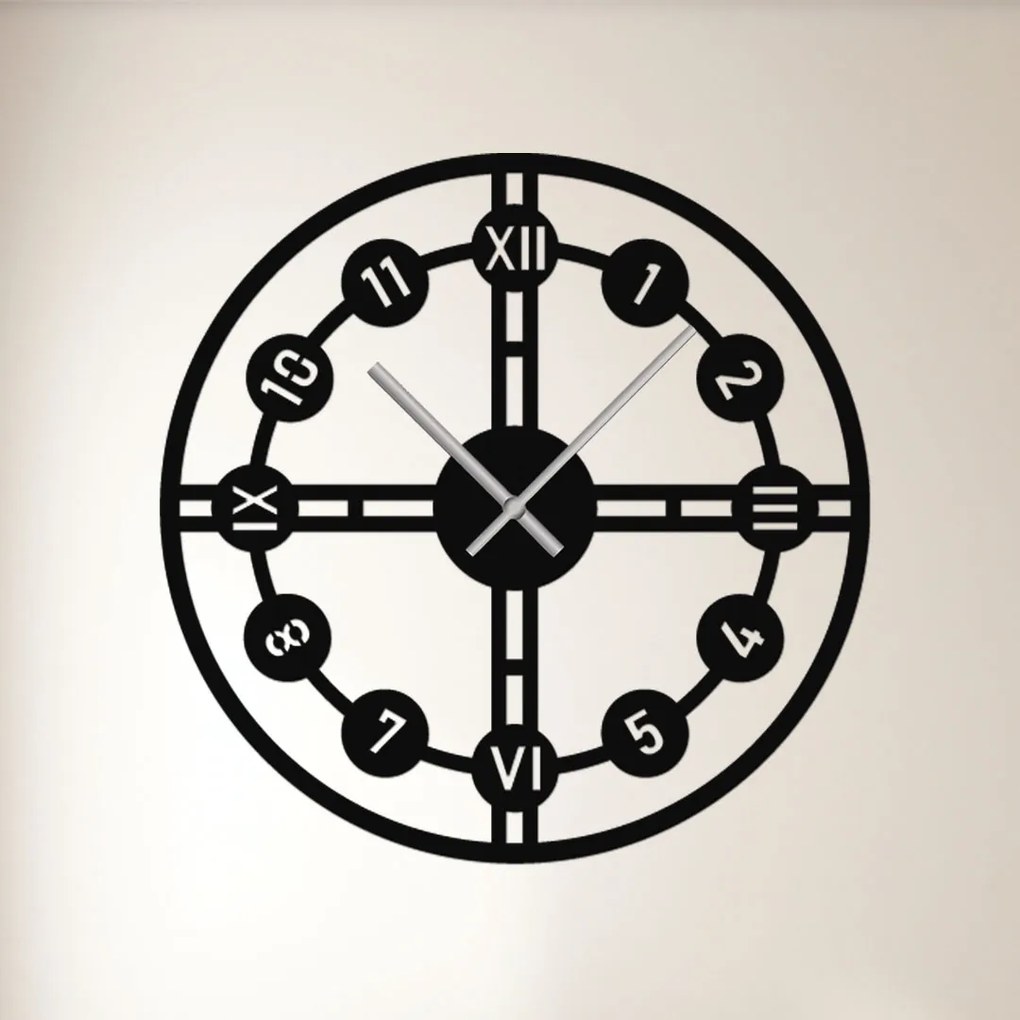 dřevo života Nástěnné hodiny CIRCLE Zvolte barvu dekoru: Bílá, Zvolte velikost hodin (cm): 35x35, Barva ručiček: Stříbrné
