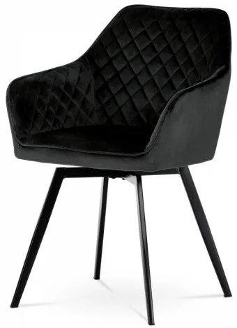 Jídelní židle černá sametová látka, kovové nohy, černý matný lak DCH-425 BK4