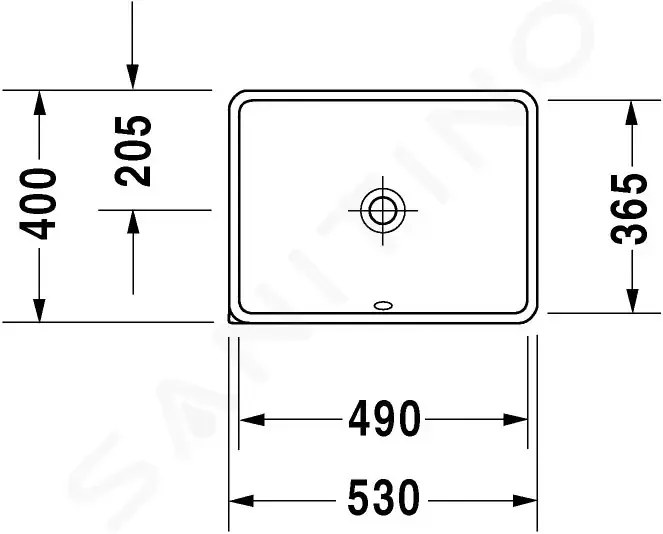 DURAVIT - Starck 3 Umyvadlo vestavné 490x365 mm, bez otvoru pro baterii, s WonderGliss, bílá (03054900001)