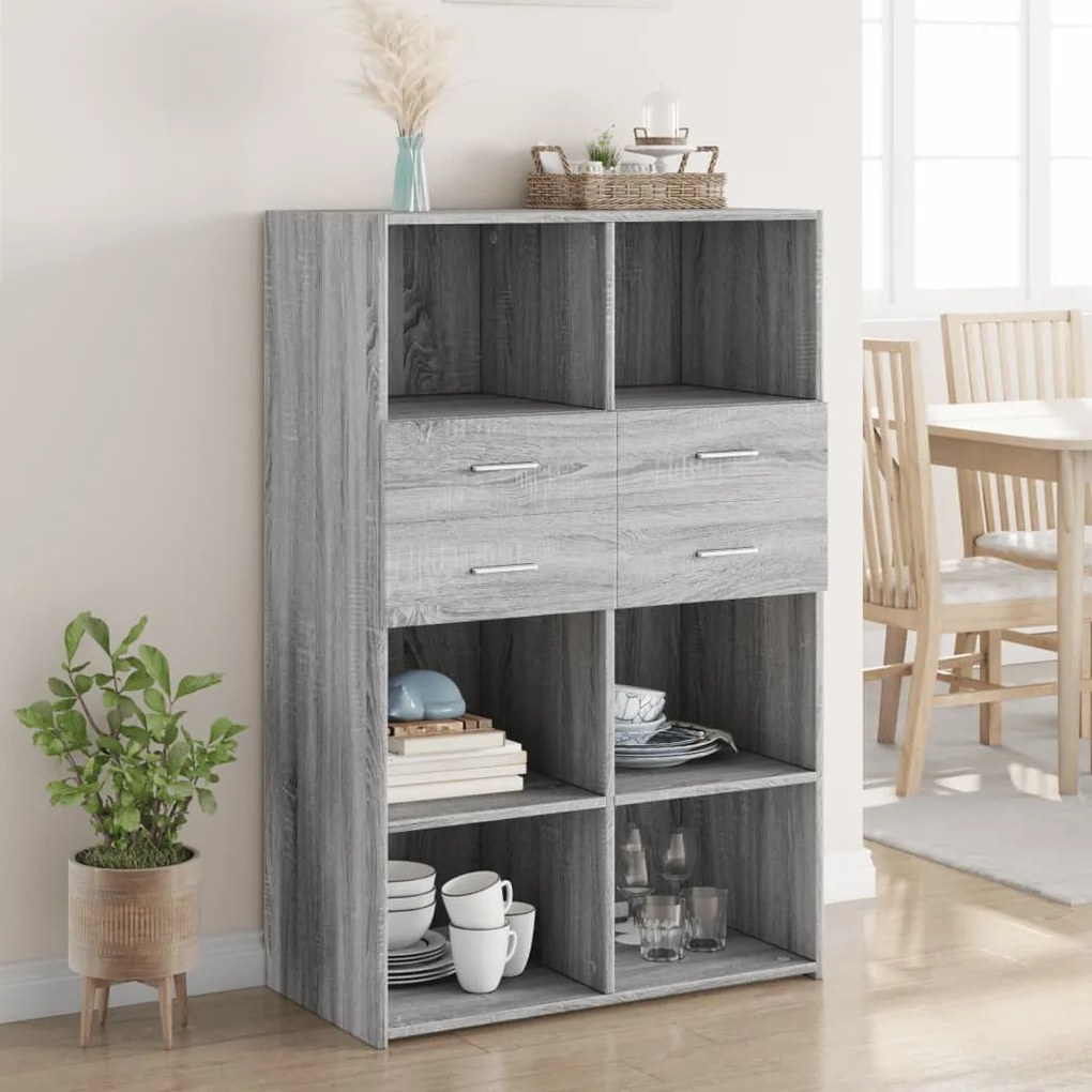 Skříň highboard šedá sonoma 80 x 42,5 x 124 cm kompozitní dřevo