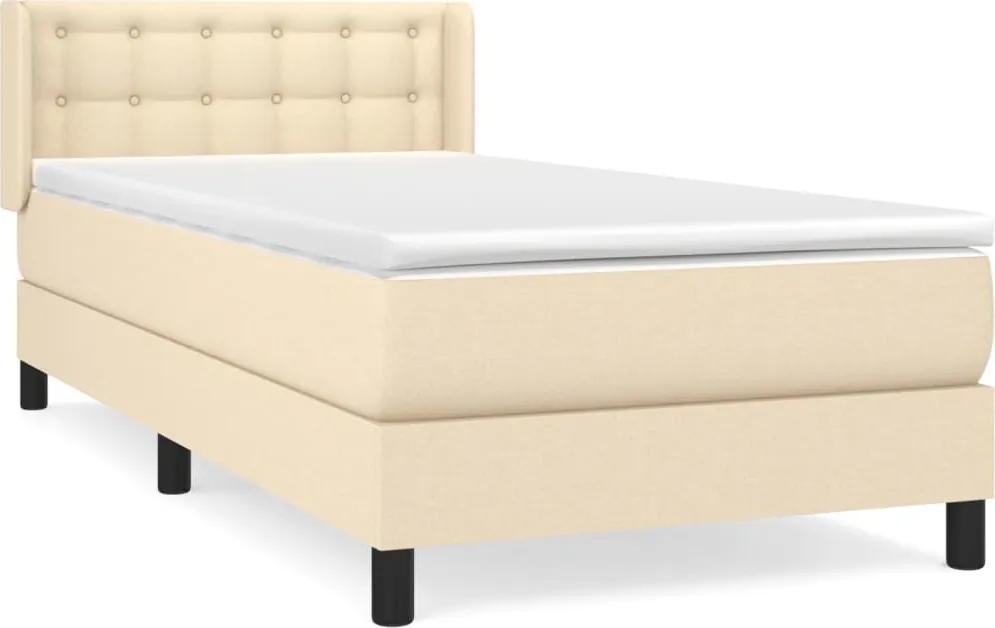 vidaXL Box spring postel s matrací 90x190 cm textil [3129998] Barva: krémová
