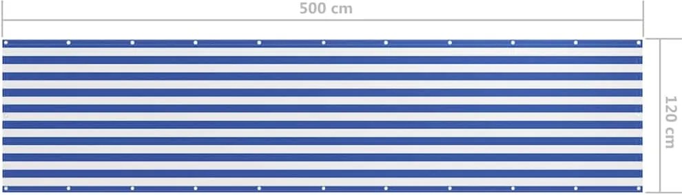 Balkónová zástěna bílá a modrá 120 x 500 cm oxfordská látka 134922
