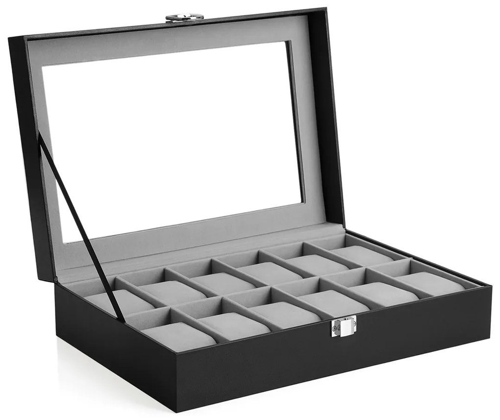 Box na hodinky Watch, 30x8,5x21 cm, černá/šedá