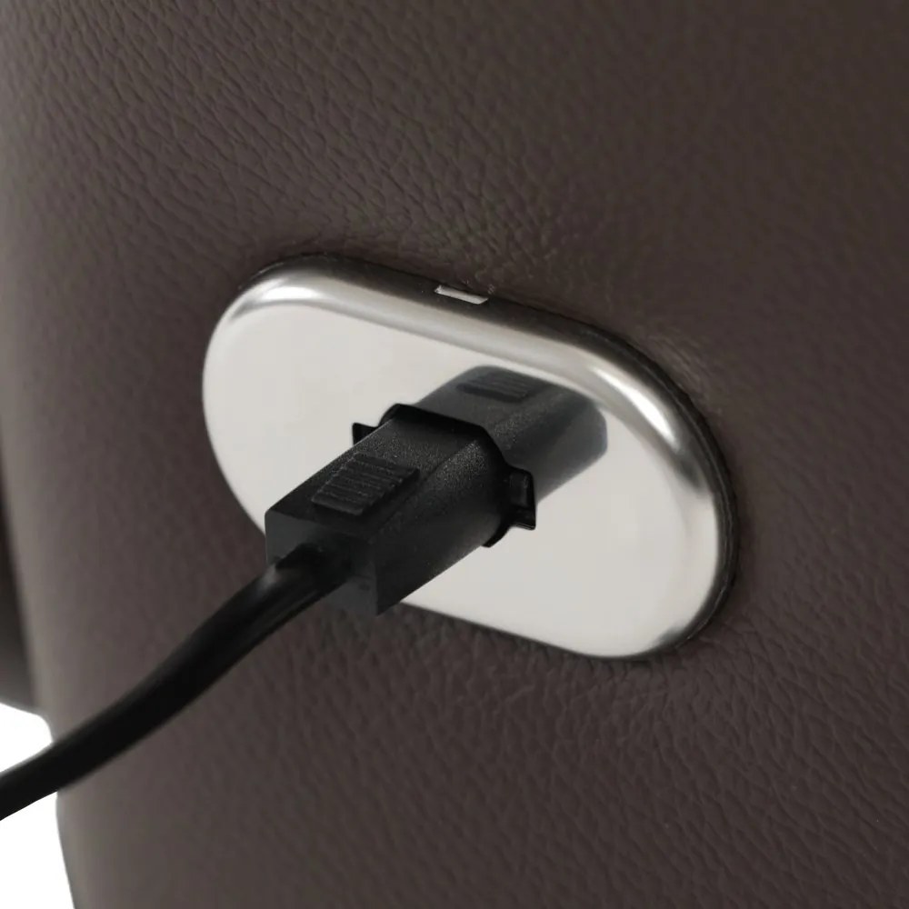 Otočné TV křeslo HAROLD s elektrickým polohováním — 2 motory, pravá kůže, hnědá