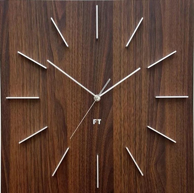 Future Time Future Time FT1010WE Square dark natural brown 40cm nástěnné hodiny