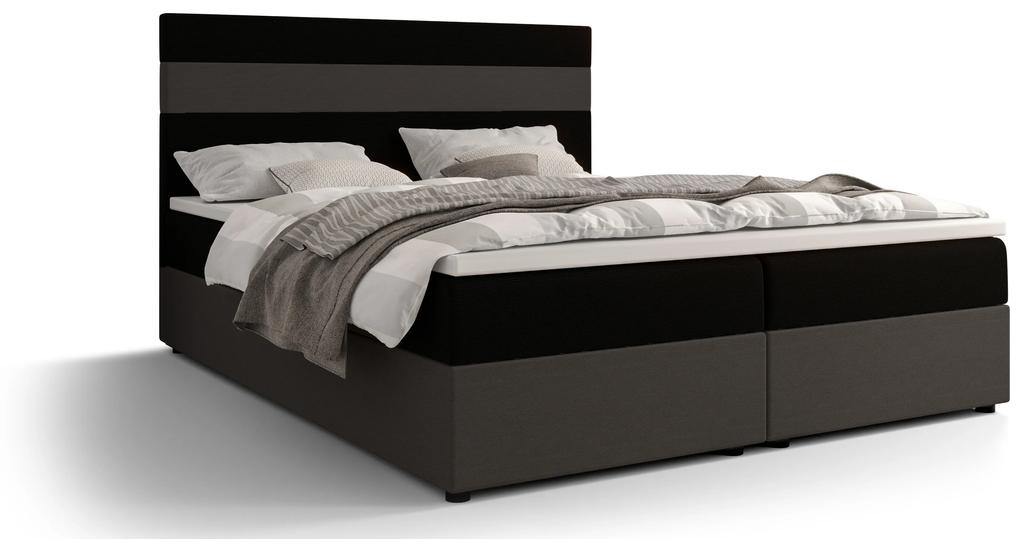 Manželská postel Boxspring 160 cm Locos (černá + šedá) (s matrací a úložným prostorem). 1046701