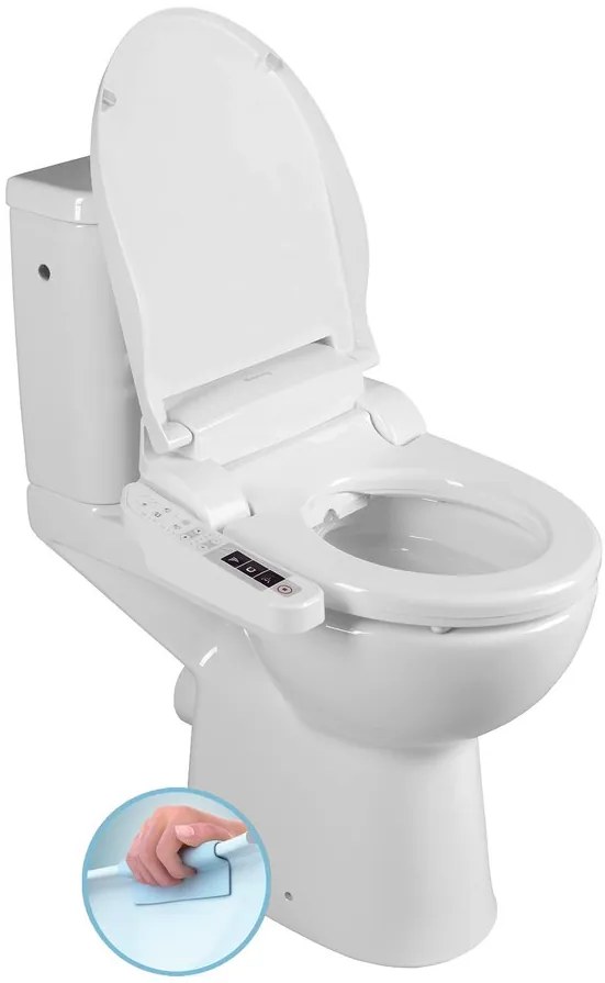 Sapho Sapho, HANDICAP WC kombi zvýšené sedátko s elektronickým bidetem BLOOMING EKO PLUS, Rimless, zadní odpad, bílá, NB-1160D-1