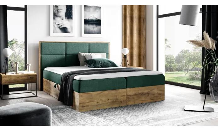 Boxspringová postel CHANTELLE 2 - 200x200, zelená + topper ZDARMA