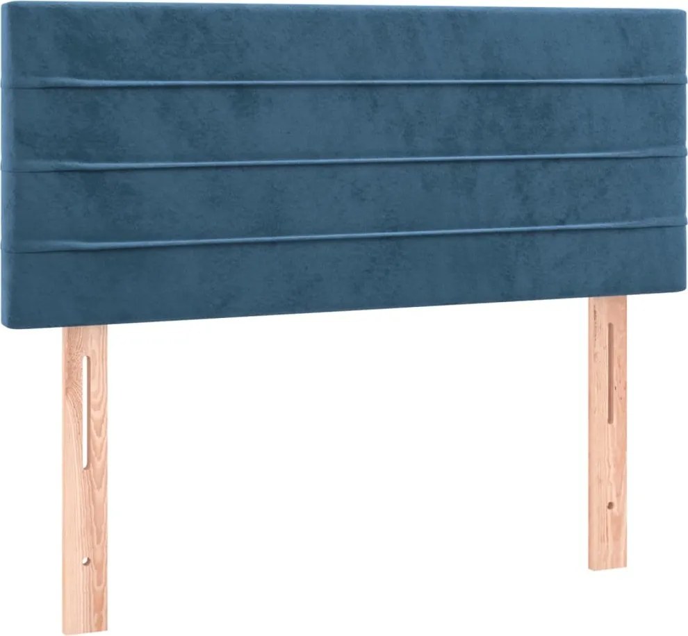 vidaXL Box spring postel s matrací a LED 120x200 cm samet [3134457] Barva: Tmavě moddrá