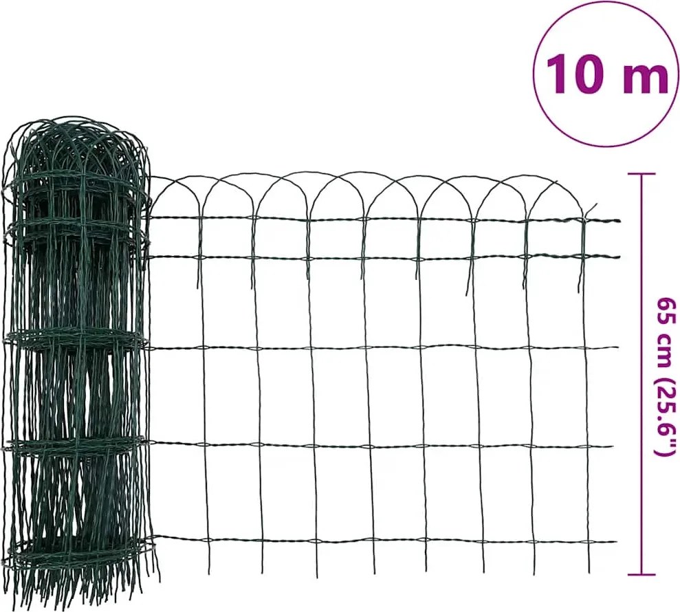 Zahradní plot práškované železo 10 x 0,65 m 141073