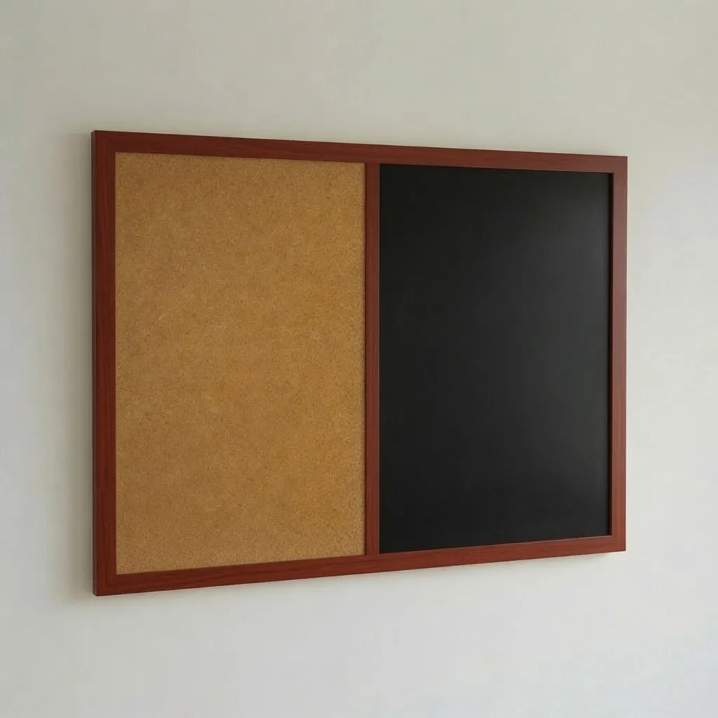 Toptabule.sk Kombinovaná tabule černá v dřevěném rámu NATURE LINE Mahagón 120x90 cm