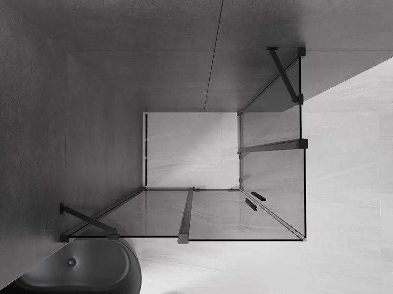 Mexen Velar Duo, sprchový kout s posuvnými dveřmi 90 x 80 cm, 8mm šedé sklo, černá matná, 871-090-080-42-70
