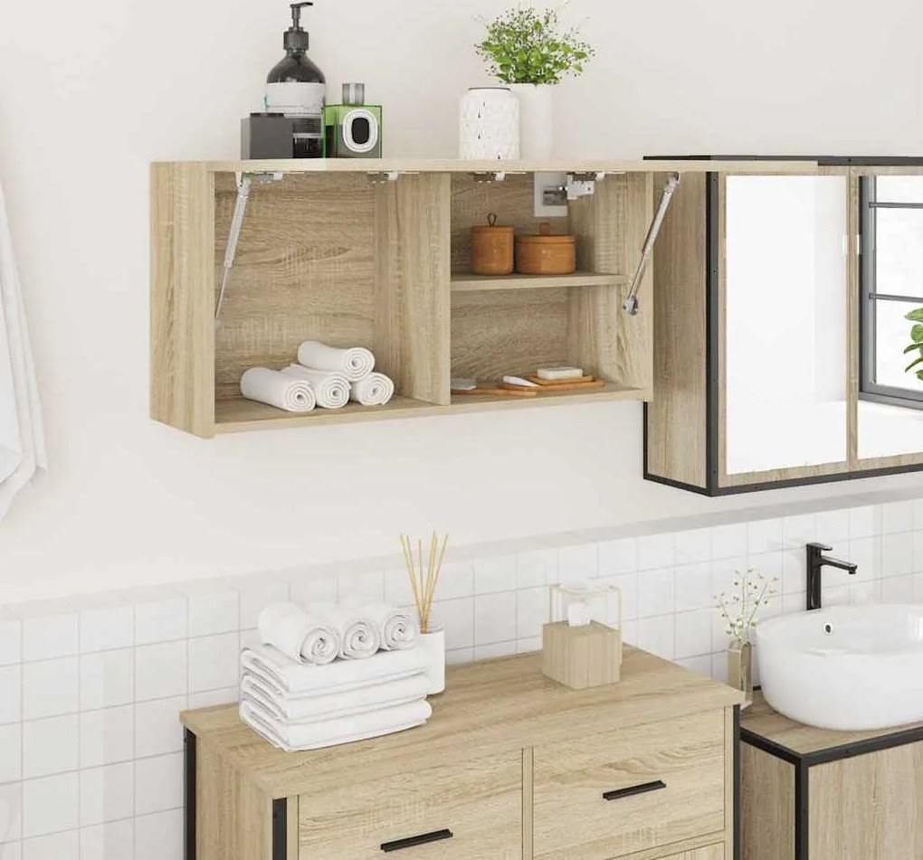vidaXL Koupelnová nástěnná skříňka 80 x 25 x 40 cm kompozit [860093] Barva: dub sonoma