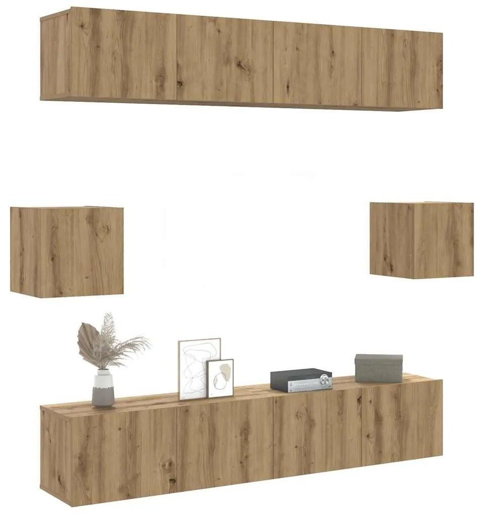 Sada 6 kusů nástěnné TV skříňka dub artisan kompozitní dřevo 3328990