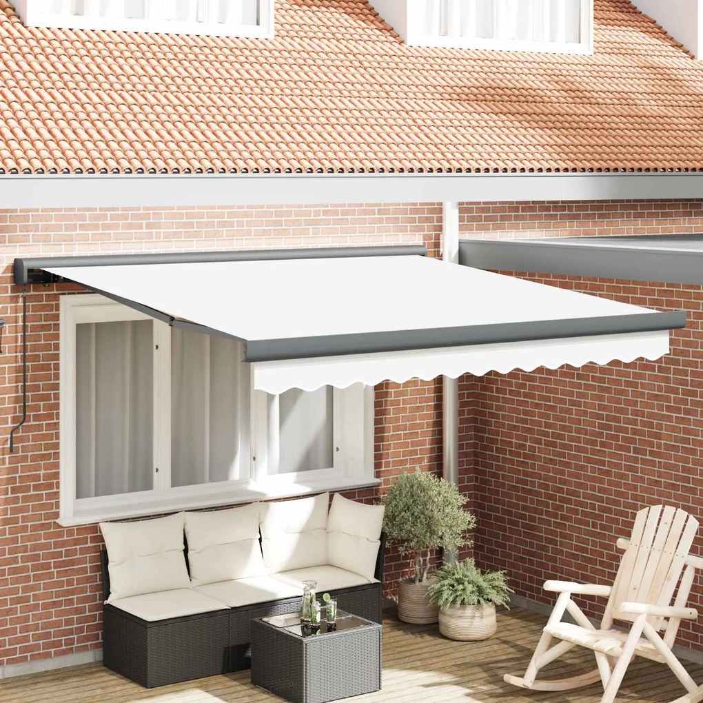 Stahovací markýza Bílá 300 x 250 cm Plátno a hliník 3330083