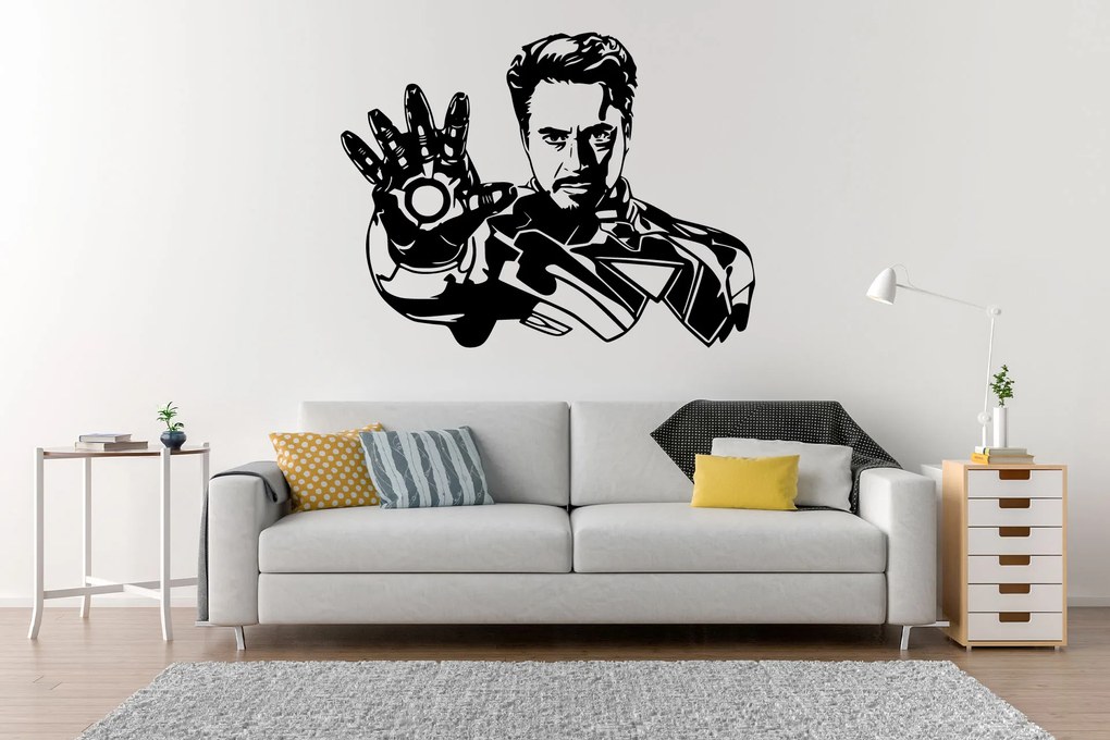 Lepy.cz Samolepka na zeď Iron Man bez helmy Velikost (šířka x výška): 50x38cm, Barevná varianta: Bílá