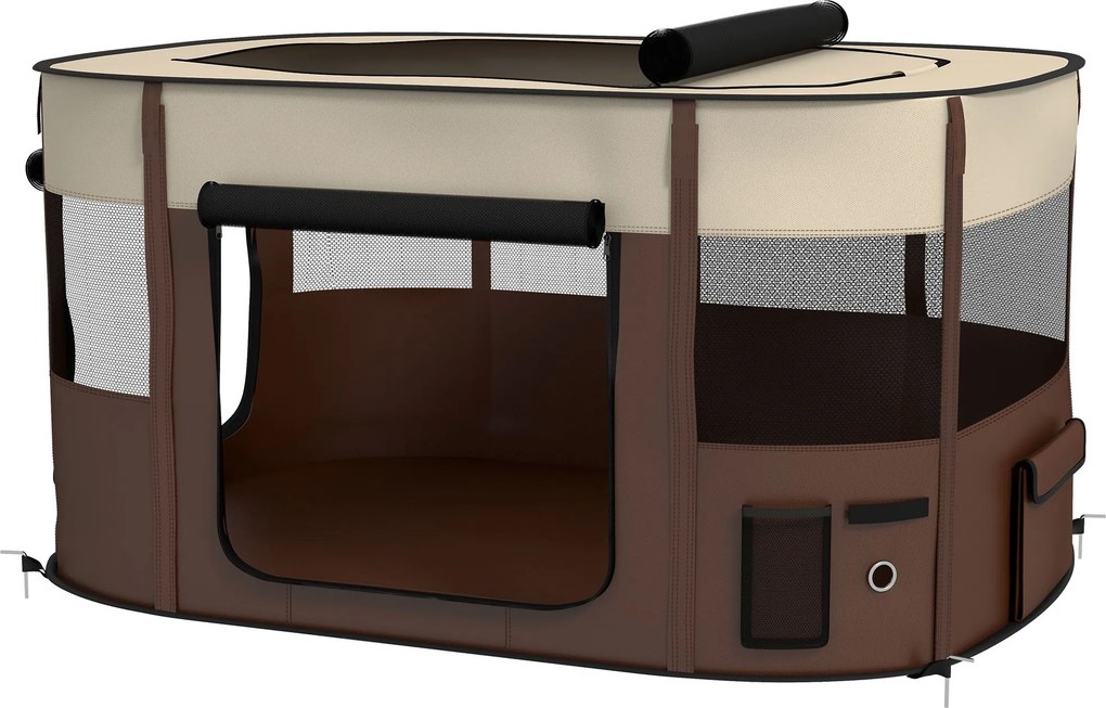 PawHut Oxfords Fabric Dog Park, Puppy Park, Venku použitelný výběh pro zvířata s úložnými kapsami, skládací výběh pro psy a štěňata, 114 x 89 x 59 cm…