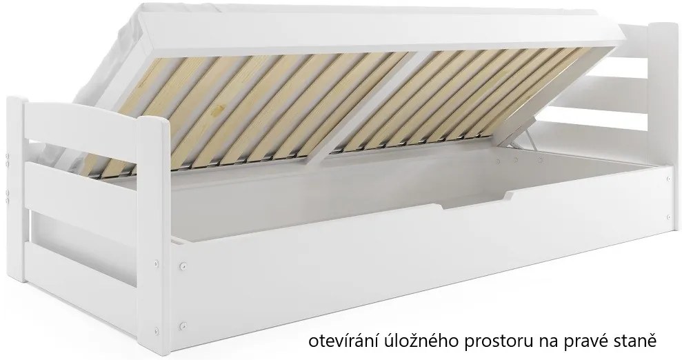 Dětská postel ERNIE s úložným prostorem 200x90 cm - přírodní borovice