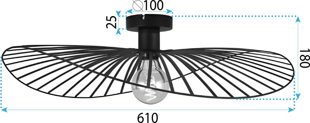 Toolight Toolight, stropní svítilna 61cm, 1xE27 APP1843-1C, černá, OSW-07064