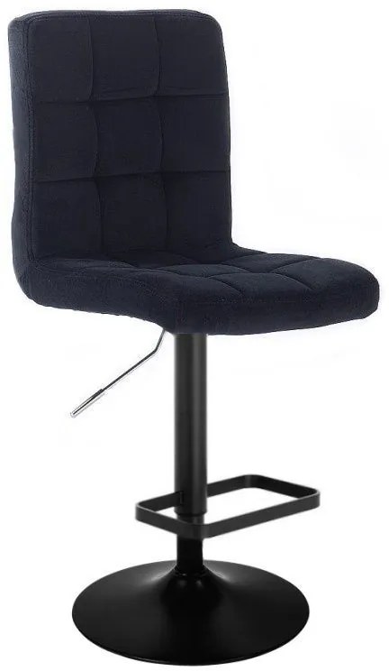LuxuryForm DESIGN Barová židle TOLEDO VELUR na černé kulaté podstavě - černá