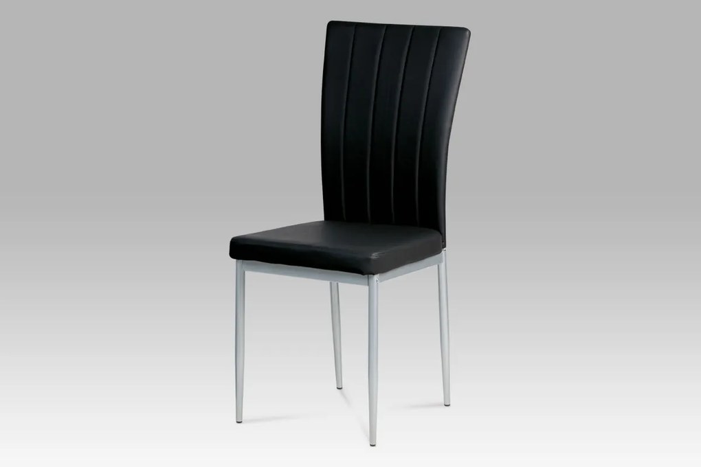 Artium Jídelní židle koženka černá / šedý lak - AC-1287 BK
