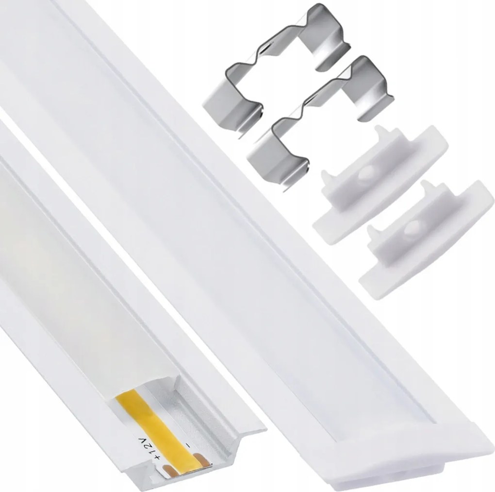 BERGE LED hliníkový profil zapuštěný 1m bílý - sada