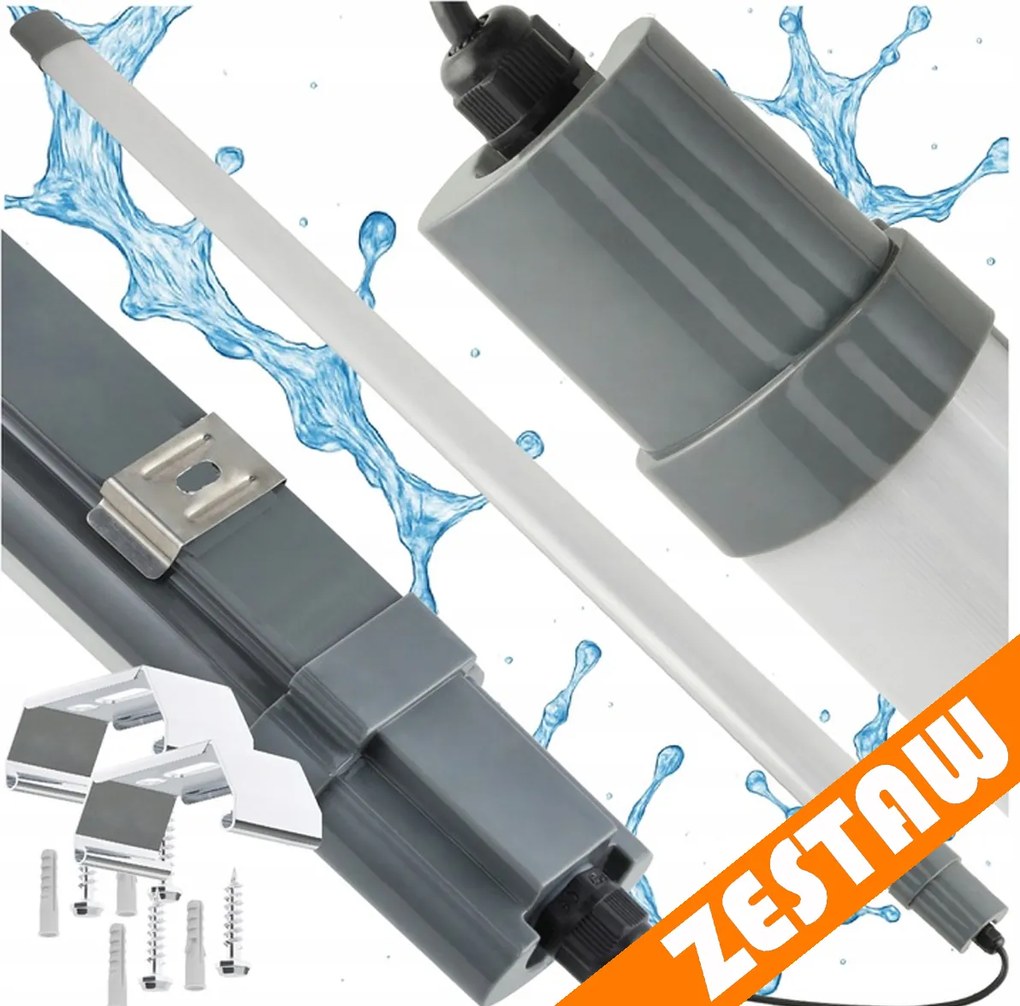 SADA 2 LED lamp 120cm 36W 3000lm Hermetické svítidlo IP65 do garáže, dílny