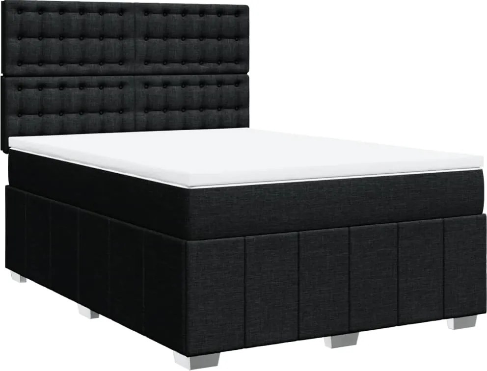 Box spring postel s matrací černá 140x200 cm textil 3294007
