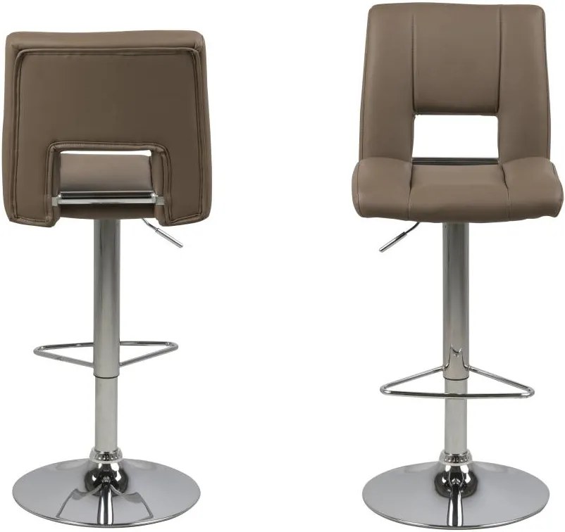 Designová barová židle Nerine kapučínová a chromová-ekokůže