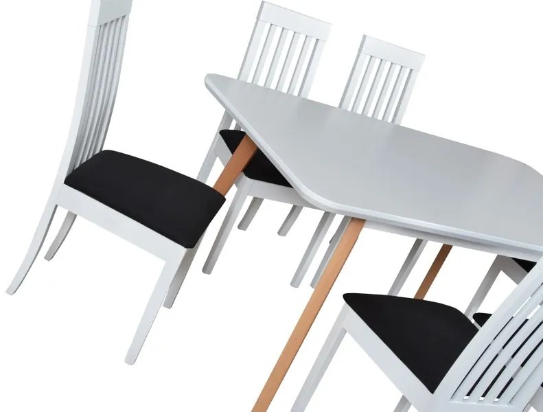 stoly/jidelni-stul-oslo-8 deska stolu bílá, podnož černá, nohy buk