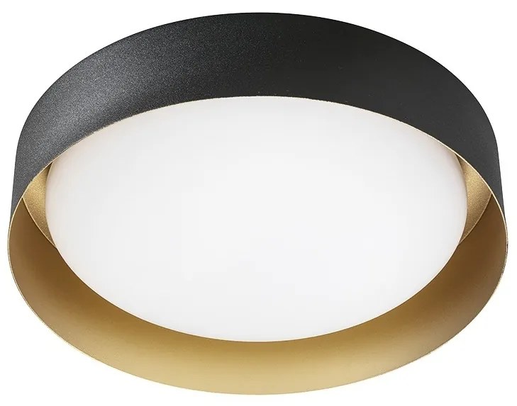 Linea Light Crew_2, stropní svítidlo s černo-zlatým límcem, 17W LED 3000K, prům. 33cm