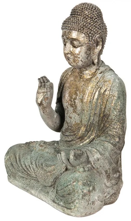 Šedo-zlatá dekorace socha Buddha - 29*20*37 cm