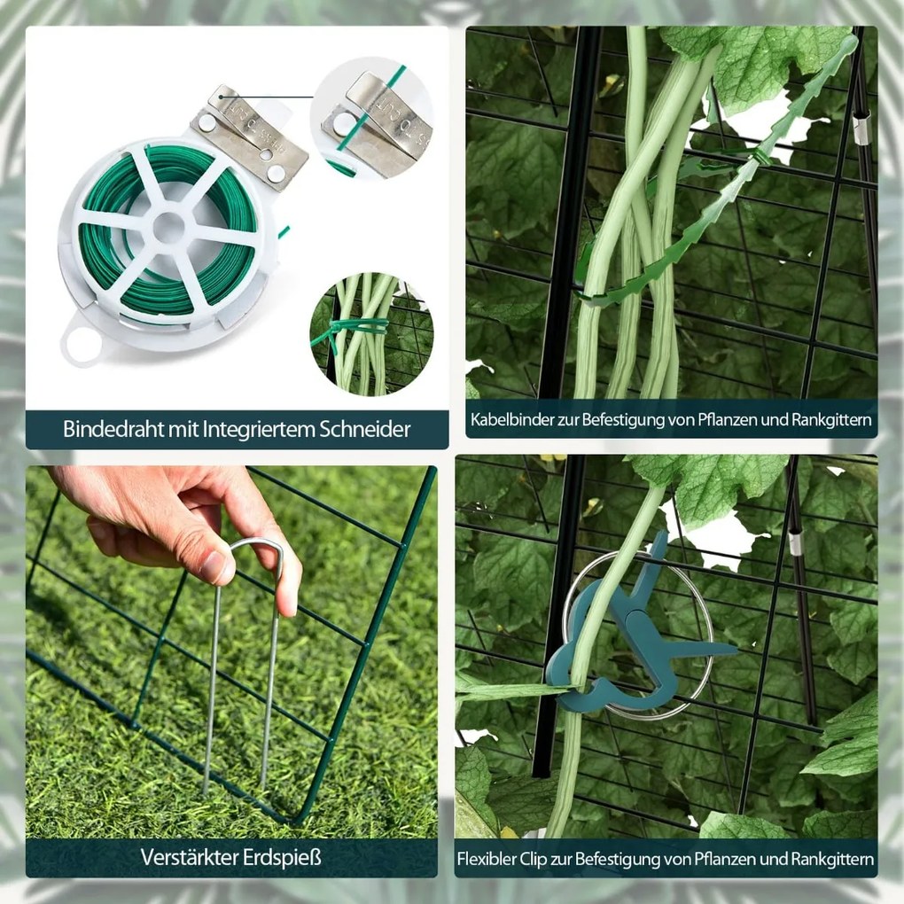 Costway 2dílná podpěra zelená Garden Trellis pro popínavé rostliny, zelený