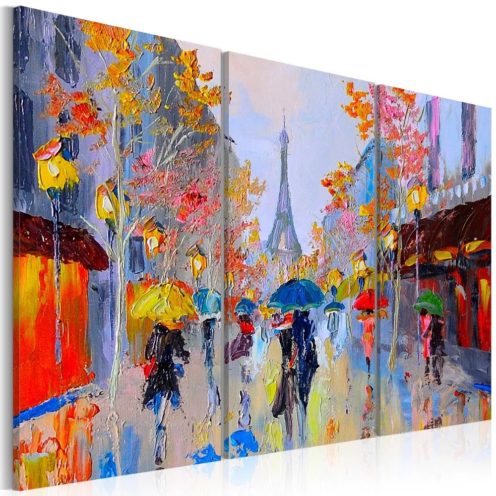 Bimago Ručně malovaný obraz - Rainy Paris 60x40cm