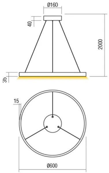 Závěsné led svítidlo Redo Febe Barva: Matt Gold 3000K, Ø - Průměr: 100 cm