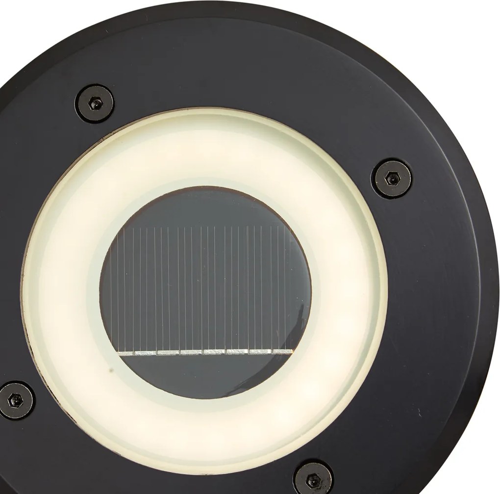 Moderní zemní bodové svítidlo černé vč. LED dobíjecí se solárním panelem IP65 - Solyx