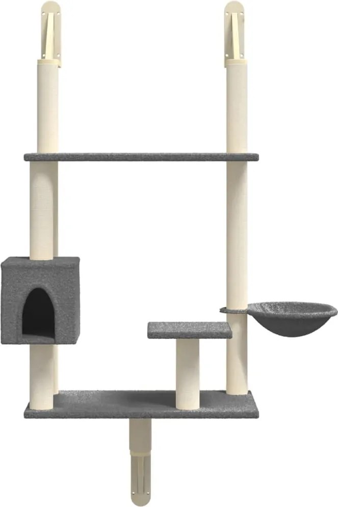 Nástěnné škrabadlo pro kočky se sloupkem tmavě šedé 153 cm 172406