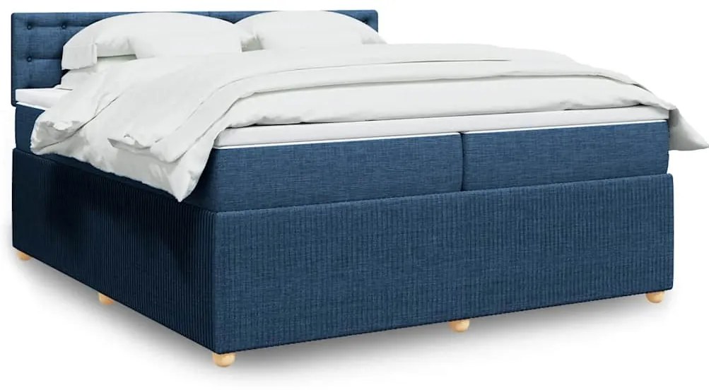 Box spring postel s matrací modrá 200x200 cm textil 3287583