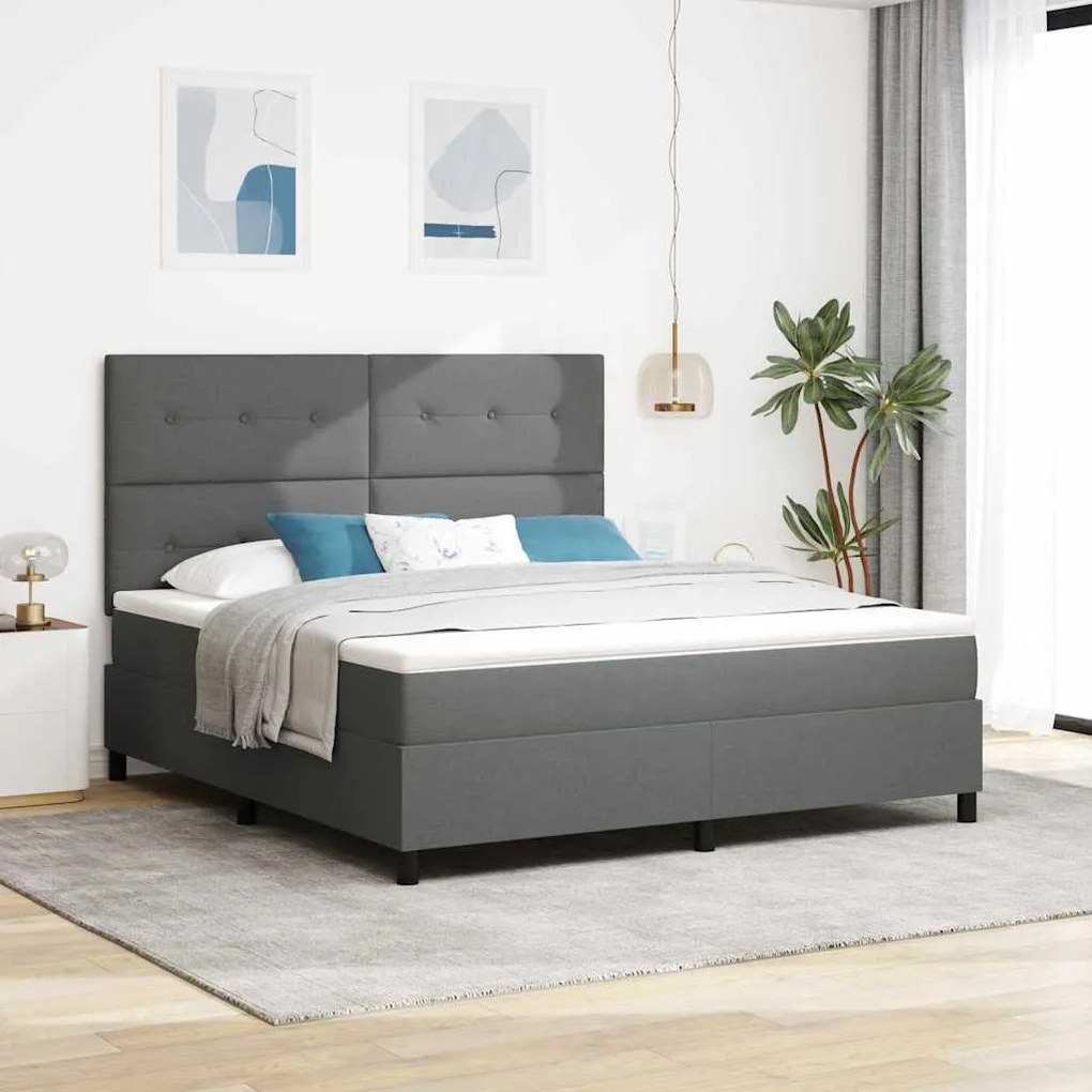 Postel s boxspringem s čelo Tmavě šedá 180 x 200 cm textil 3339407