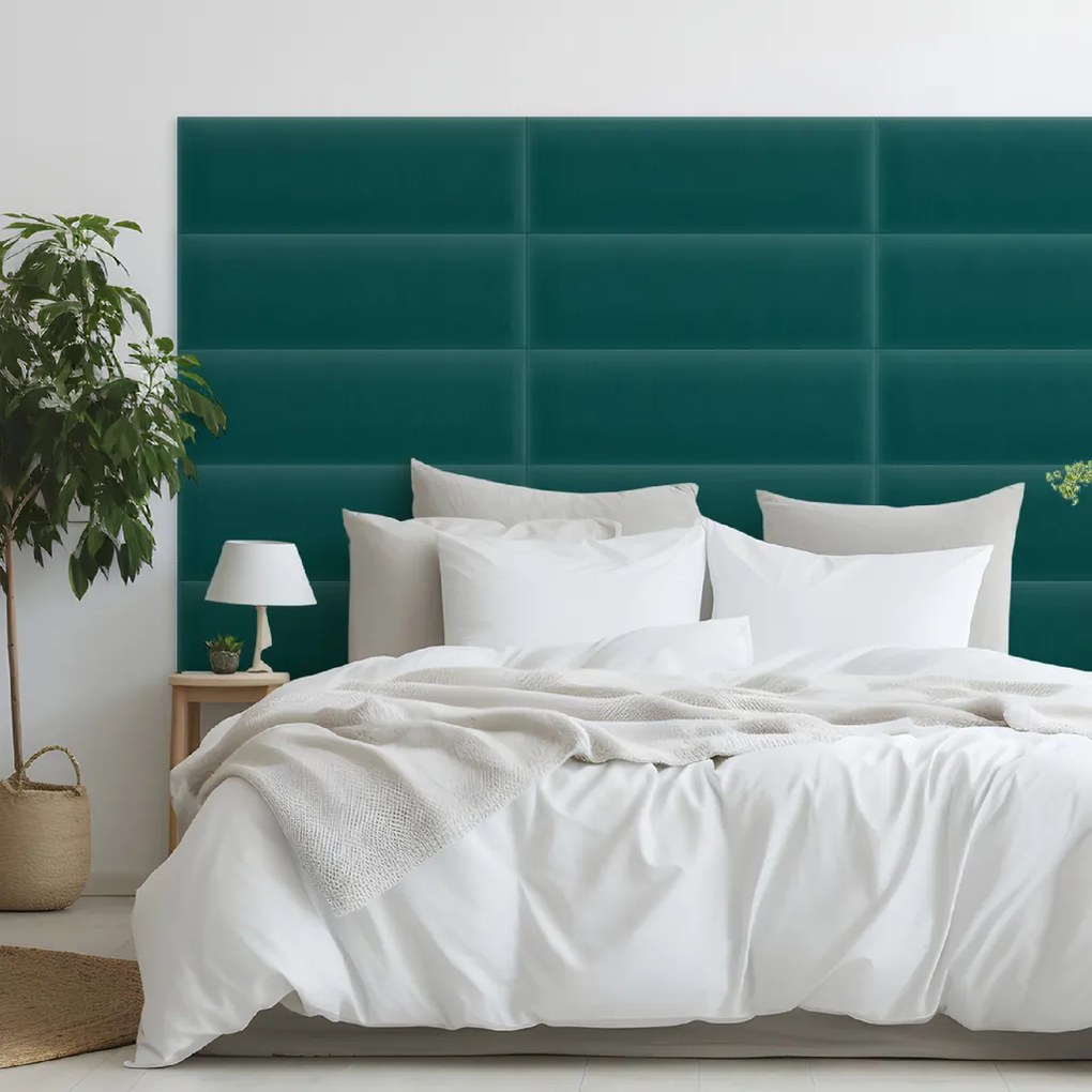 Sametový čalouněný panel - Obdélník - 60x20cm Farba: Tyrkysová
