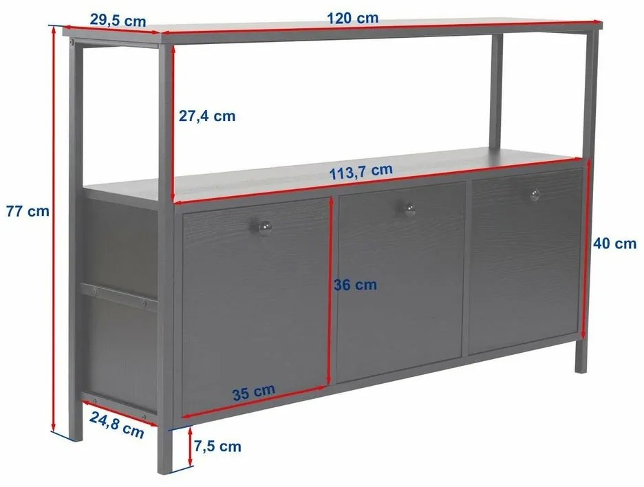 Skříňka Solace Atlantic Pine and Black