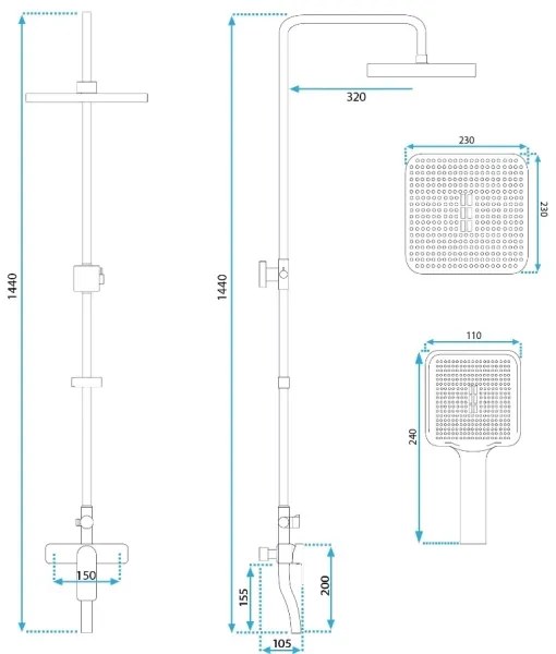 REA-P7841 - Sprchová sada s baterií ARGUS broušená zlatá