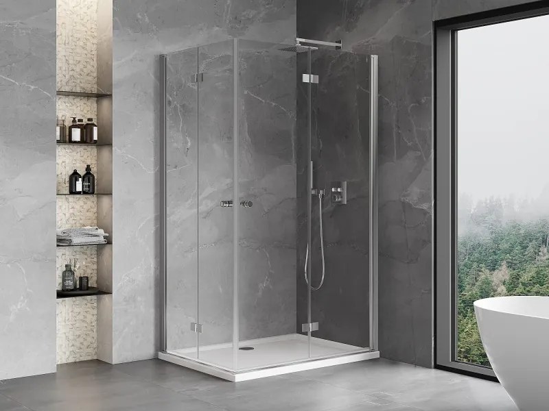 Mexen Mist-F Duo, skládací sprchový kout 75 x 95 cm, čiré sklo, chromový profil, 8A6-075L-095P-01-00
