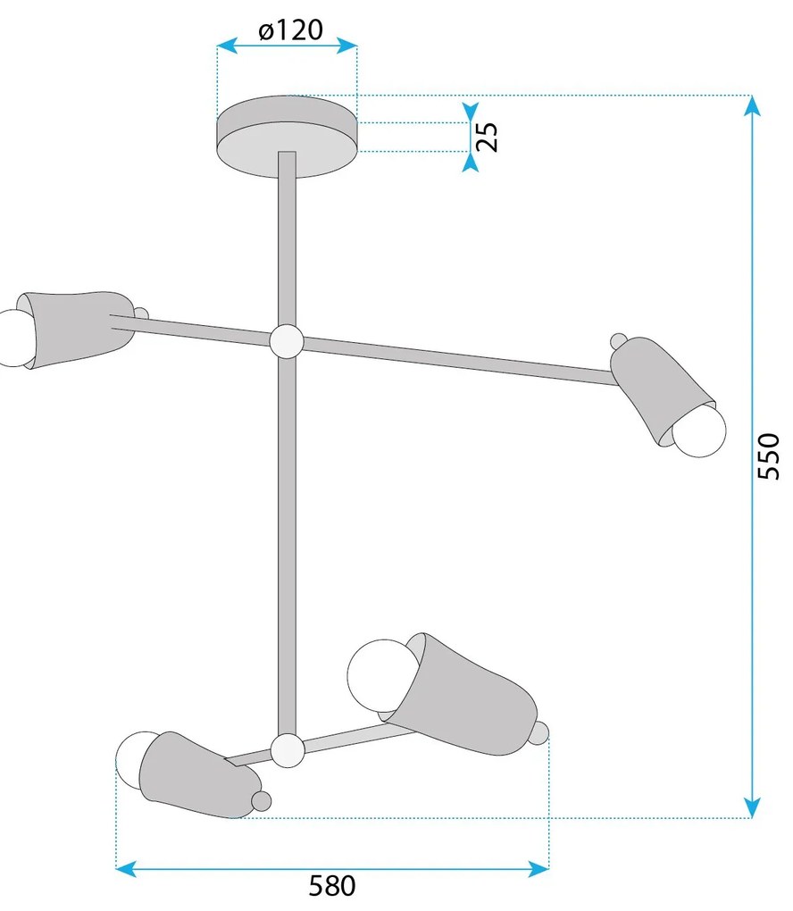 Toolight Závěsné osvětlení Modern D19 APP1708-4CP černé, zlaté