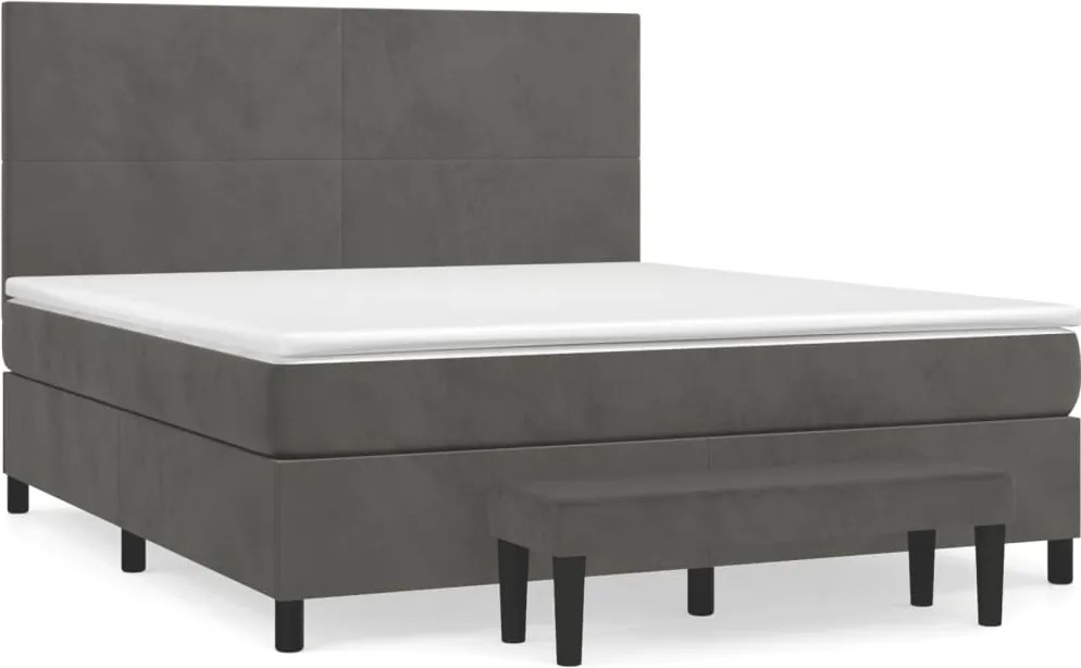 Box spring postel s matrací tmavě šedá 160x200 cm samet 3137732