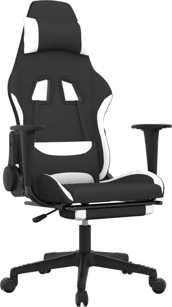 vidaXL Herní židle s podnožkou textil [3143750] Barva: Černá a světle žlutá