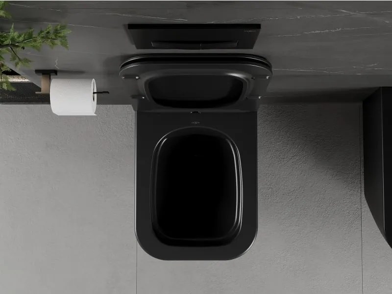 Mexen Madox WC mísa Rimless s pomalu klesající deskou slim, duroplast, černá mat - 30154070