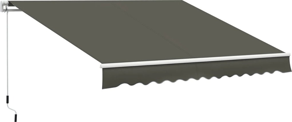 Manuální výsuvná markýza Outsunny 350x250 cm – Balkonová markýza s voděodolným a UV30+ ochranným kovovým kličkou pro venkovní použití | Aosom