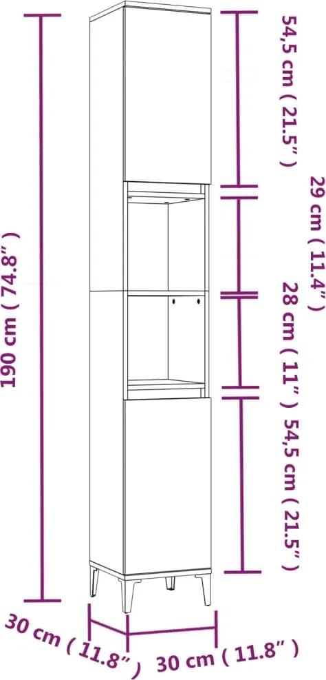 vidaXL 3dílný set koupelnových skříněk kompozitní dřevo [3185543] Barva: šedá sonoma